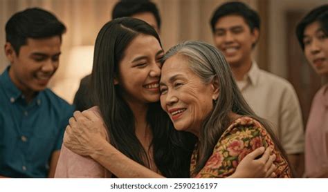 60 Year Old Filipino Woman Hugging Ai Generated Image 2590216197
