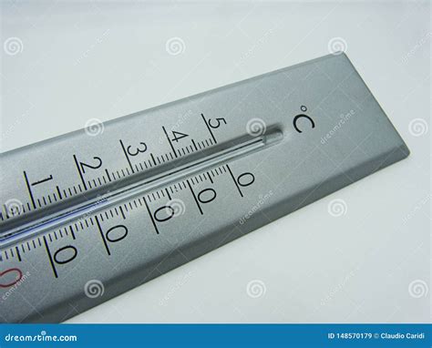 Thermometer Calibrated In Degrees Celsius On White Background Stock