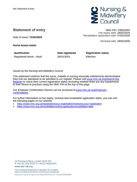 Statement Of Entry Pdf