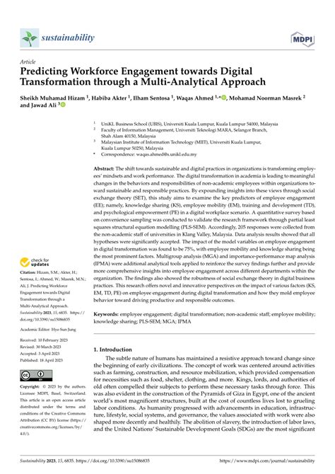 Pdf Predicting Workforce Engagement Towards Digital Transformation