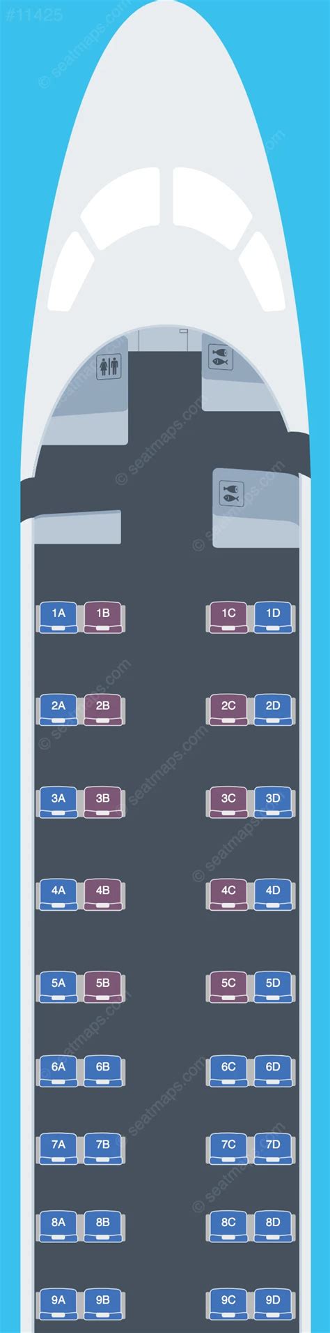 Seat Map Of Bermudair Embraer E175 Aircraft