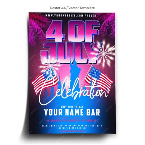 Premium Vector 4th Of July Celebration Poster Template