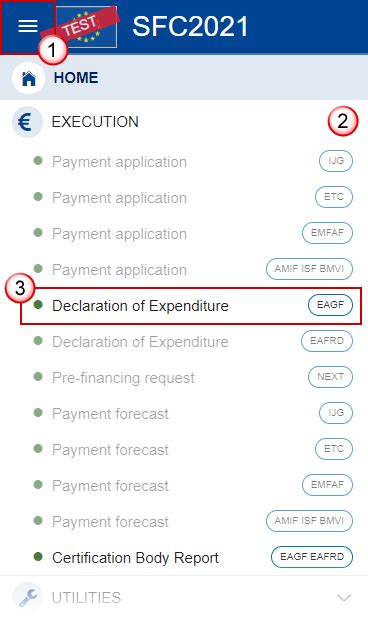 Declaration Of Expenditure Eagf Sfc Support Portal