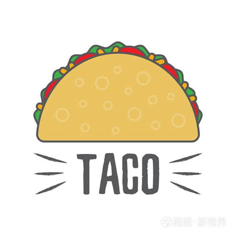在平面样式的 Taco 矢量图。塔可墨西哥食物。传统的墨西哥卷饼，从背景中分离。炸玉米饼快餐插画 正版商用图片0o9jgi 摄图新视界