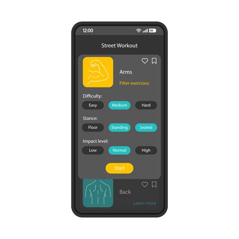 Street Workout Smartphone Interface Vector Template Mobile Fitness App