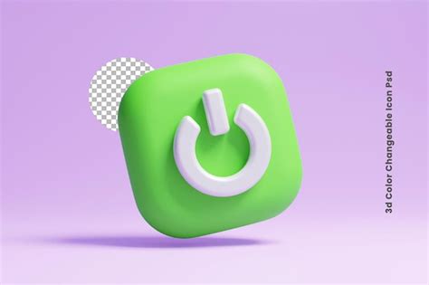 3d 전원 켜기 버튼 아이콘 또는 3d 전원 시작 버튼 아이콘 또는 3d 시작 버튼 아이콘 프리미엄 Psd 파일