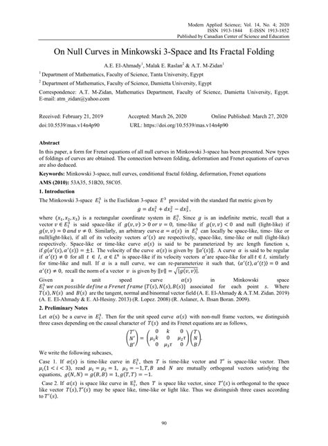 Pdf On Null Curves In Minkowski 3 Space And Its Fractal Folding