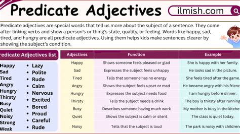 Predicate Adjective Examples Predicate Adjective English Showme