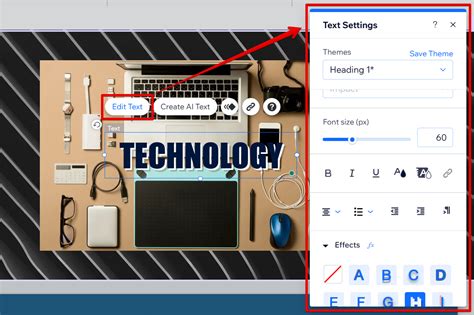 how do i hover text over an image in wix