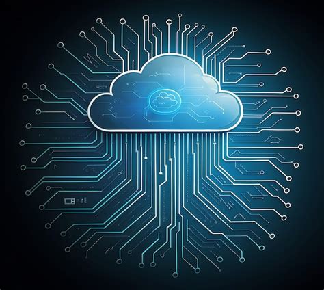 Abstract Computer Circuit With Cloud Computing Technology Premium Ai