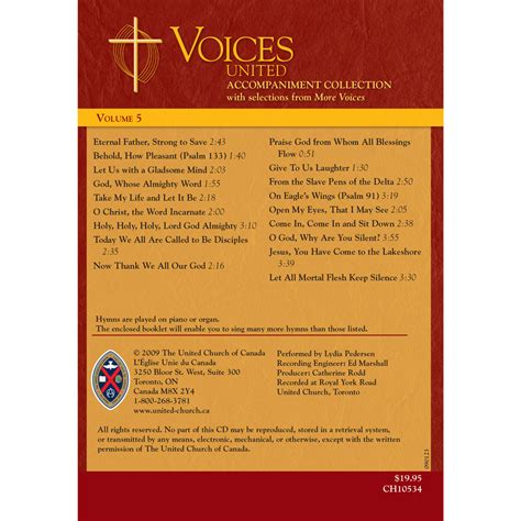Voices United Accompaniment Collection With Selections From More Voic United Church Bookstore