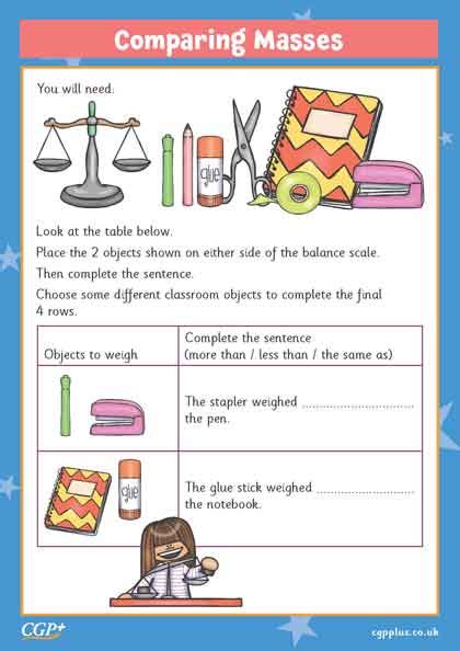 Comparing Mass Of Classroom Objects Year 1 Cgp Plus