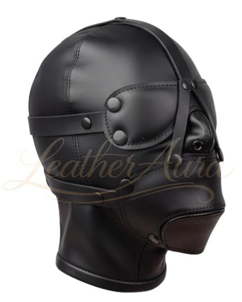 Handmade Black Sheepskin Leather Hood Mask Zipper Lace Up Back Etsy