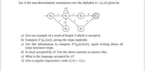 Solved Let A The Non Deterministic Automaton Over The