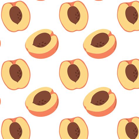 Seamless Pattern Of Peaches Peach Slices Tropical Fruit Peaches