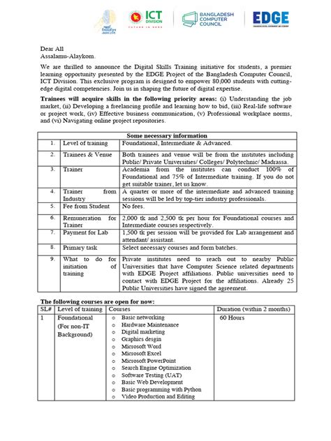 Advertisement Ict Course Pdf