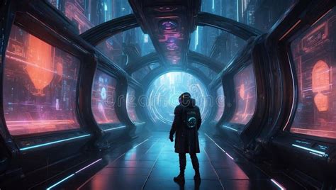 Cybernetic Sonnet Masked Virtuoso S Neon Ballet Generative Ai Stock