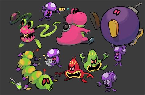 Shroob Yoob Sunnycide Elder Shrooboid Shroob Omb And 2 More Mario And 2 More Drawn By