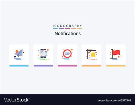 Notifications Flat 5 Icon Pack Including Country Vector Image