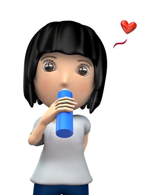 A Young Lady Drinking Water She Is Taking A Break Stock Illustration