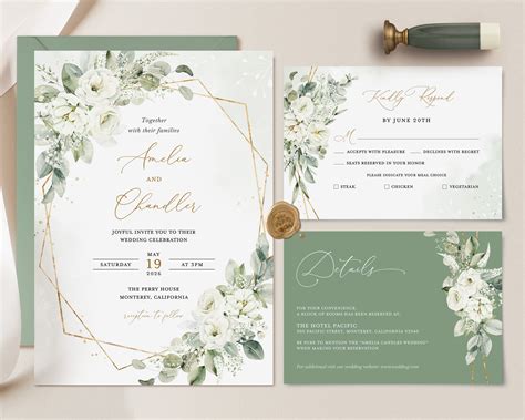 Sage Green Wedding Invitations 60 Photos