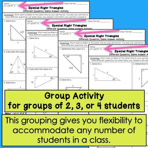 Special Right Triangle Practice Group Activity High School Geometry