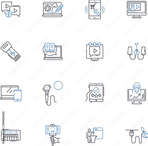 Circuitry Line Icons Collection Conductivity Compnts Resistor