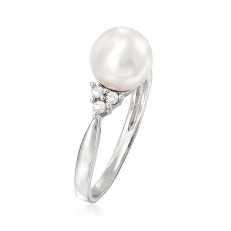 75 85mm Cultured Pearl And 13 Ct Tw Diamond Ring In Sterling