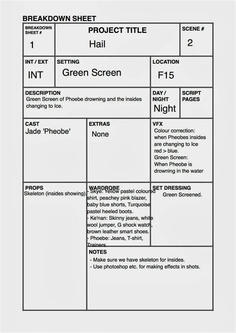 Scene Breakdown Template Web Below Is A Collection Of Templates For
