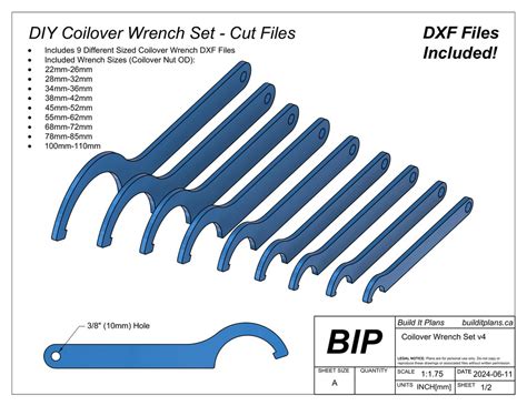 Coilover Wrench Dxf Bundle Spanner Tool Cut Files For Suspension Etsy