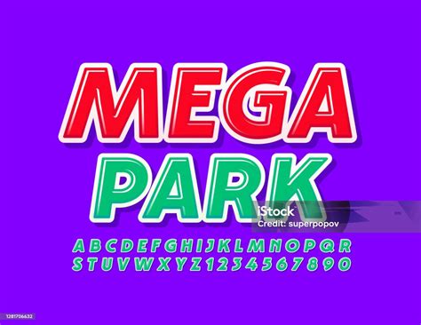 Vektor Spanduk Modern Mega Park Kumpulan Huruf Alfabet Dan Angka