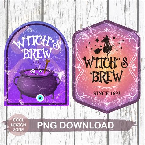 Vintage Witchs Brew Label Png Retro Witch Label Etsy