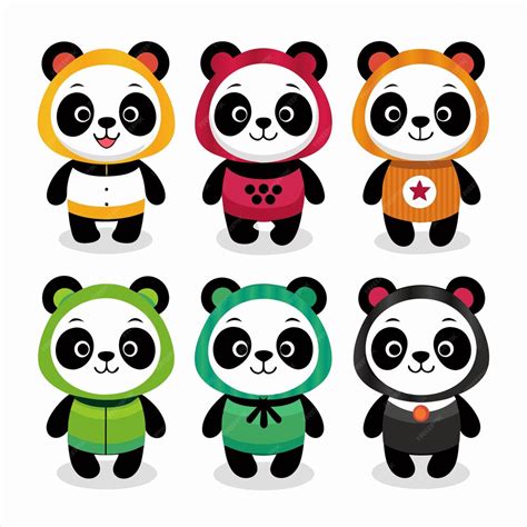 Premium Vector A Collection Of Pandas With Different Colors And One Has A Cross On The Front Premium Vector A Collection Of Pandas With Different Colors And One Has A Cross On The Front