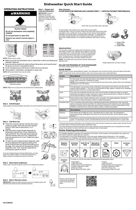 Whirlpool Wdt730hamz Dishwasher Cycle User Guide