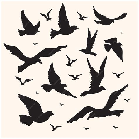 Premium Vector Seagulls Vector Silhouette Set Drawing With