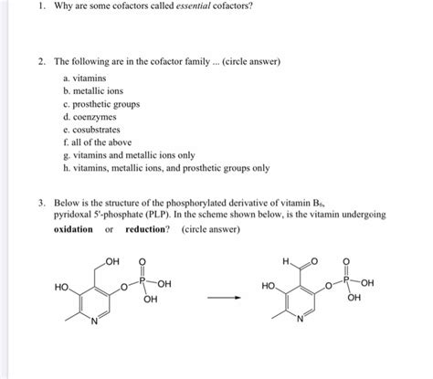 Solved 1 Why Are Some Cofactors Called Essential Cofactors