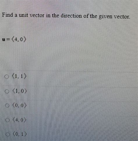 Solved Find A Unit Vector In The Direction Of The Given Chegg