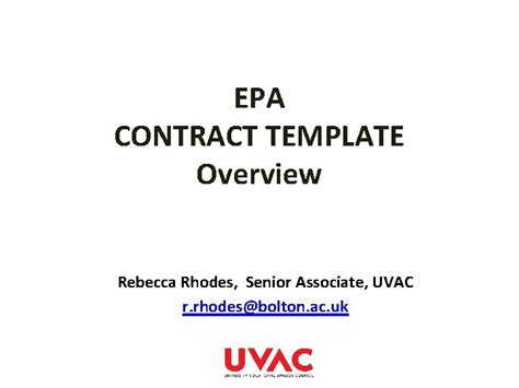 Epa Contract Template Overview Rebecca Rhodes Senior Associate