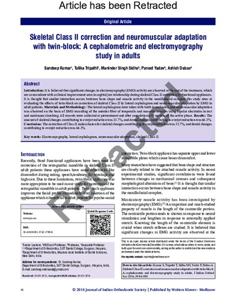 Pdf Skeletal Class Ii Correction And Neuromuscular Adaptation With