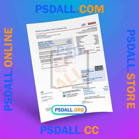 Costco Visa Statement Pdf Template