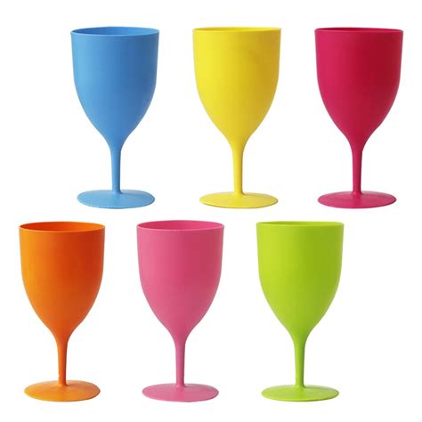 Addhat 6 Pack Assorted Color Plastic Goblets Party Supplies For Wedding