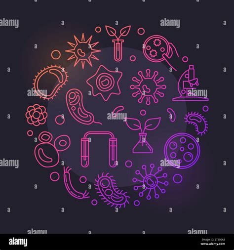 Microbiology Round Vector Bright Illustration Made With Microscope