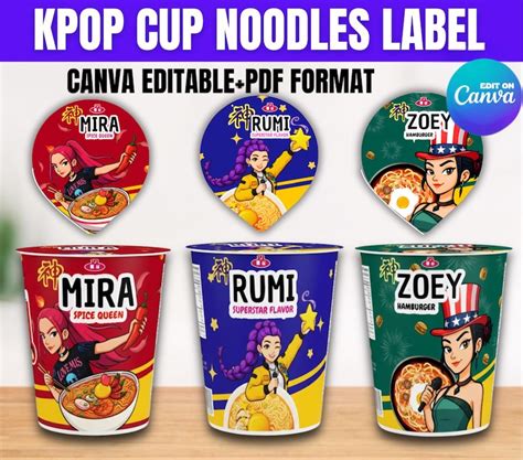 Kpop Demon Hunters Cup Noodle Labels Huntrix Ramen Ramyeon Party Favor