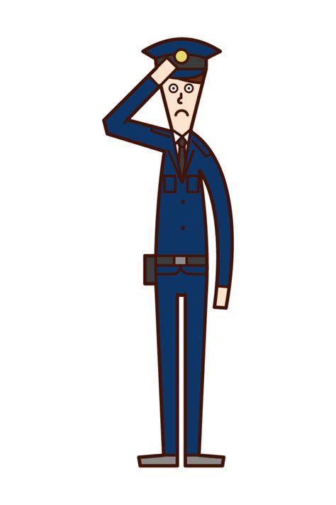 경찰관 남성 경례의 삽화 무료 일러스트 소재집 Kukukeke