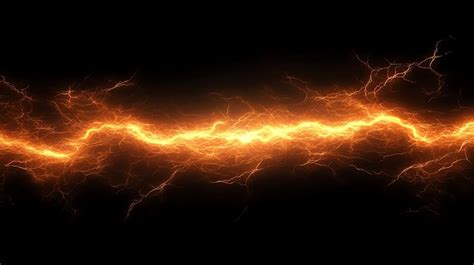 Orange Lightning Realistic Effect Premium Ai Generated Image