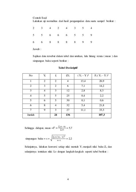 Contoh Soal Dan Jawaban Uji Normalitas Data