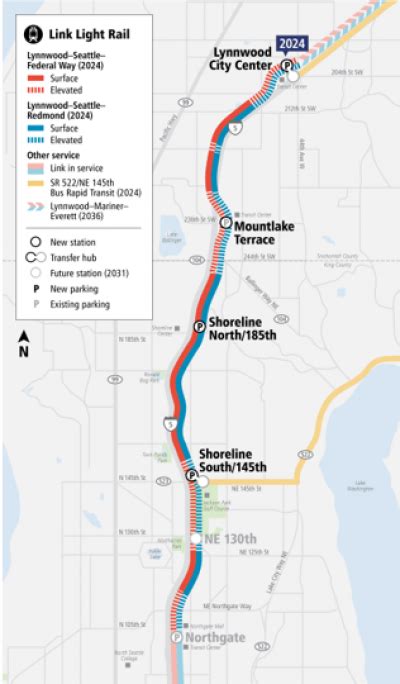 Seattle Central Link Light Rail Route Map