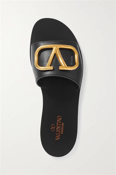 Valentino Garavani Valentino Garavani Vlogo Textured Leather Slides