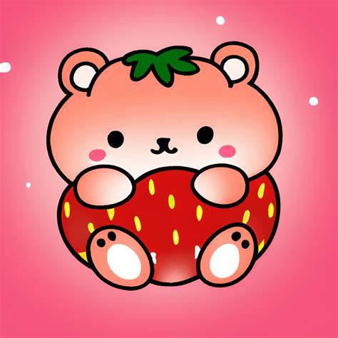 Kawaii Chibi Strawberry Teddy Bear Graphic · Creative Fabrica