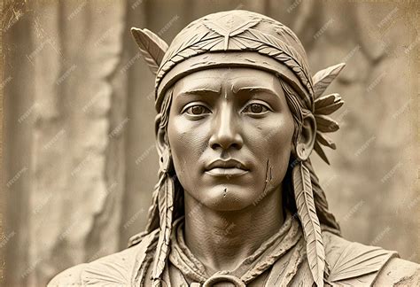 Elegant Native American Scout Statue Premium Ai Generated Image